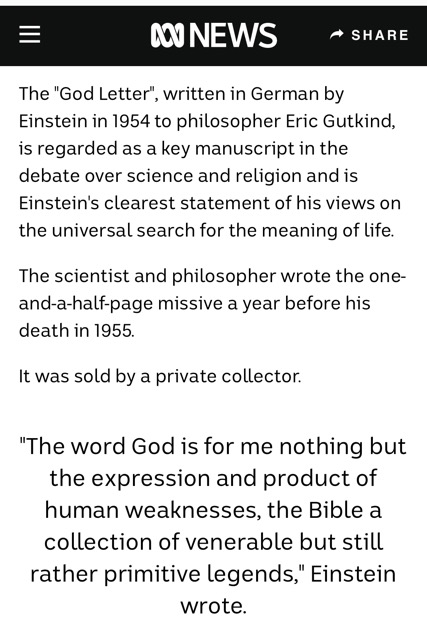 “God Letter” by Albert Einstein - Glow Community