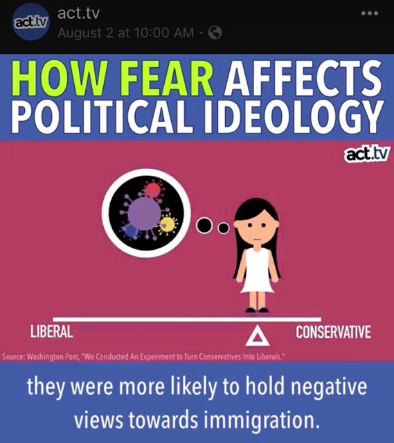 Do you agree that fear affects political ideology? Meaning the more ...
